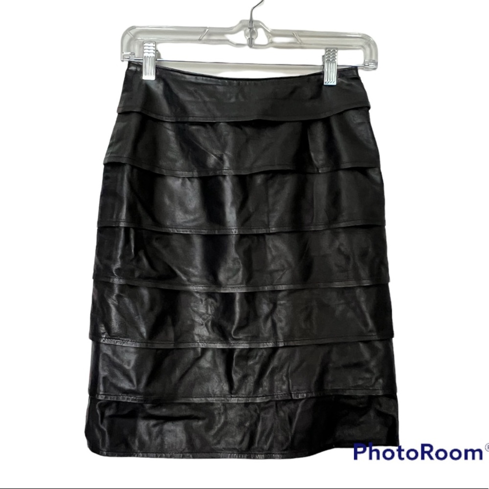 Vintage Christian Lauren Leather Skirt Size 4 - Gem
